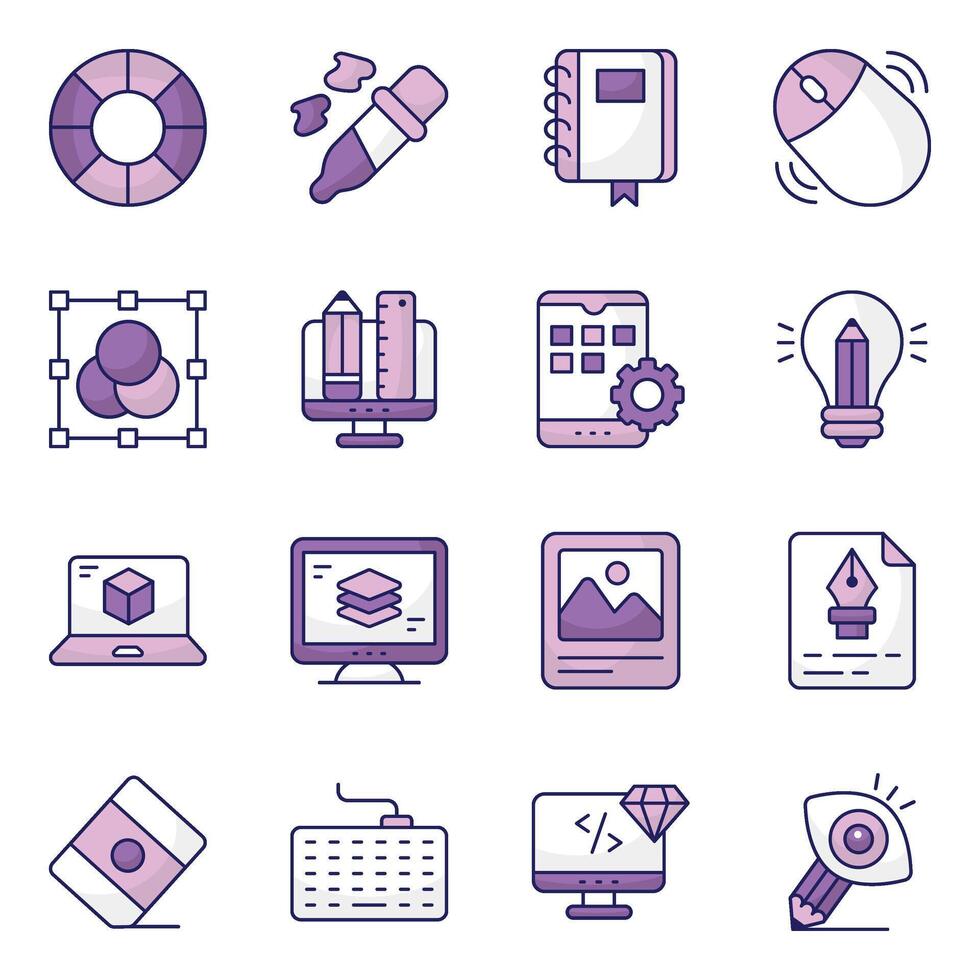Set of Design and Coding Flat Icons 48208204 Vector Art at Vecteezy