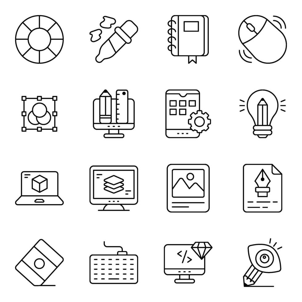 Set Of Design And Coding Linear Icons 48208242 Vector Art At Vecteezy