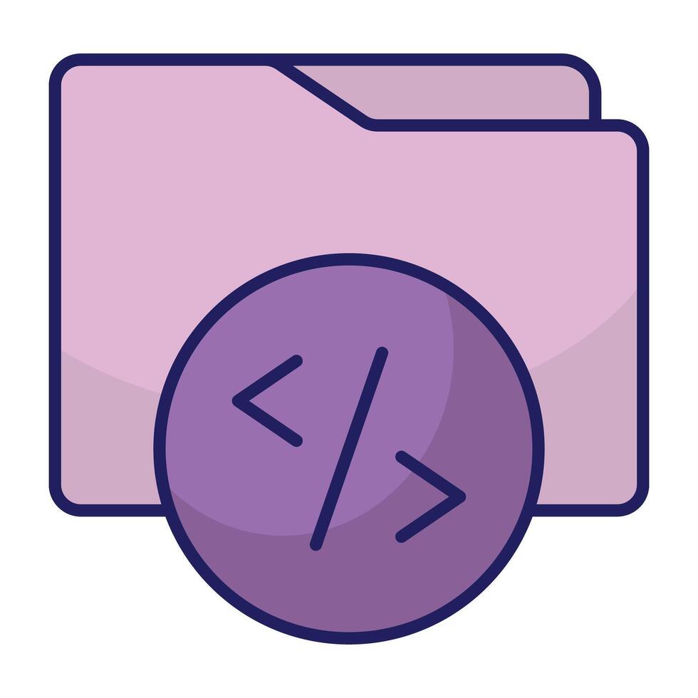 Conceptual flat design icon of coding folder 48208333 Vector Art at ...