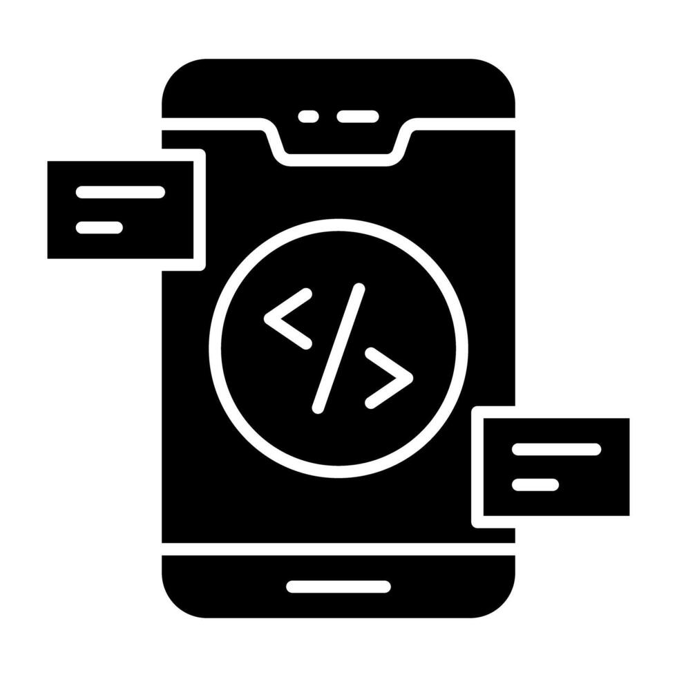 Conceptual flat design icon of mobile coding 48208624 Vector Art at ...