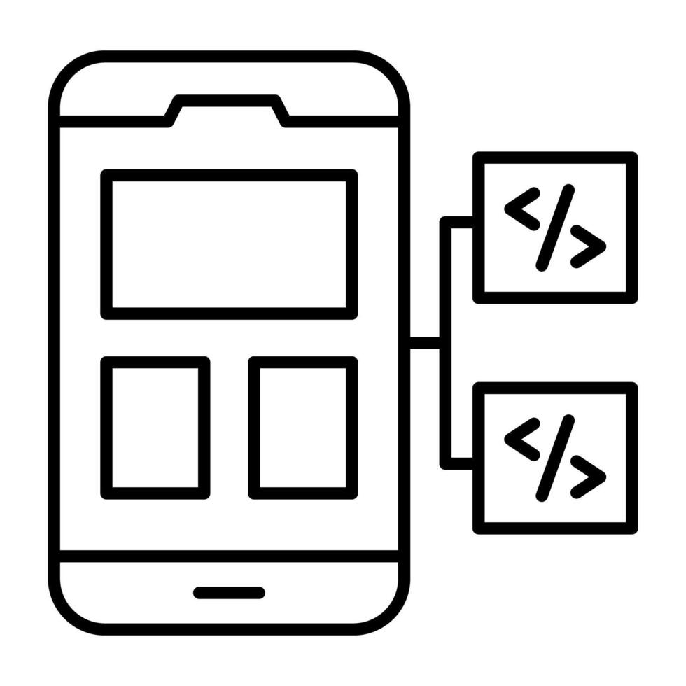 Conceptual flat design icon of mobile coding 48208647 Vector Art at ...