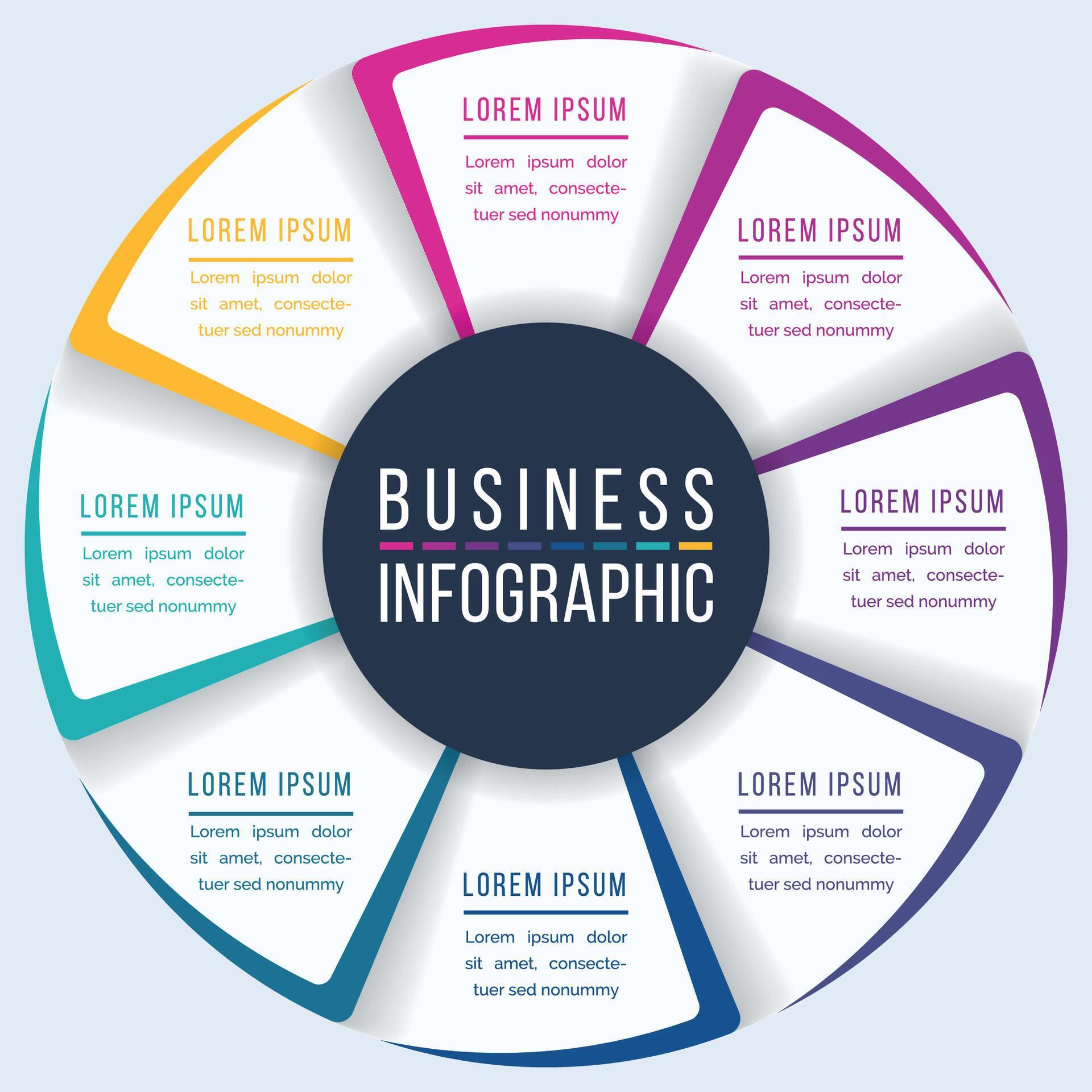 8 Steps Circle Infographic design 8 steps, objects, elements or options ...