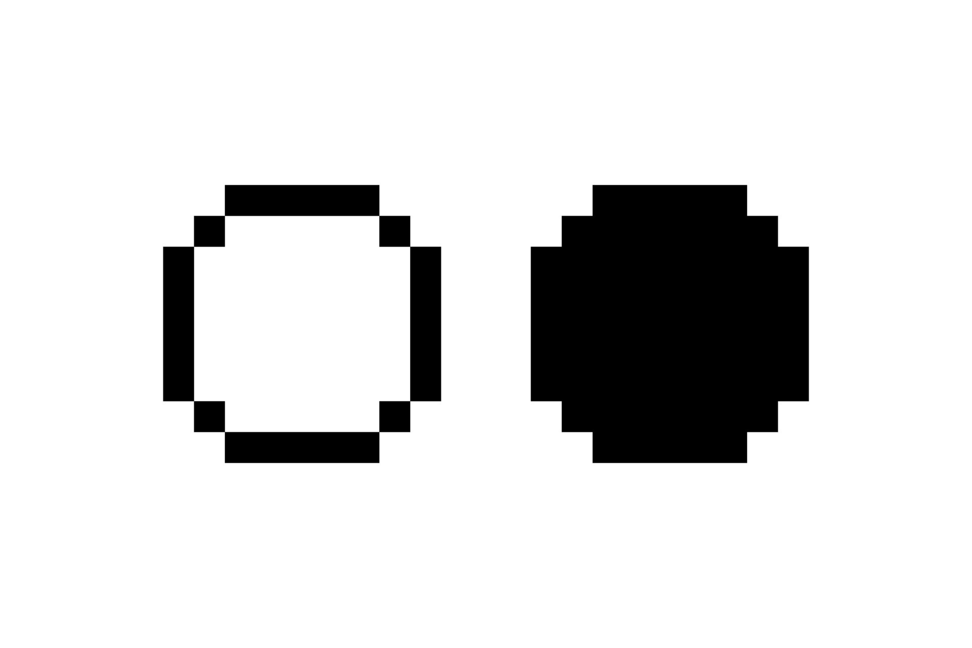 Pixel Art Circle and Filled Circle. icon. 48216519 Vector Art at Vecteezy