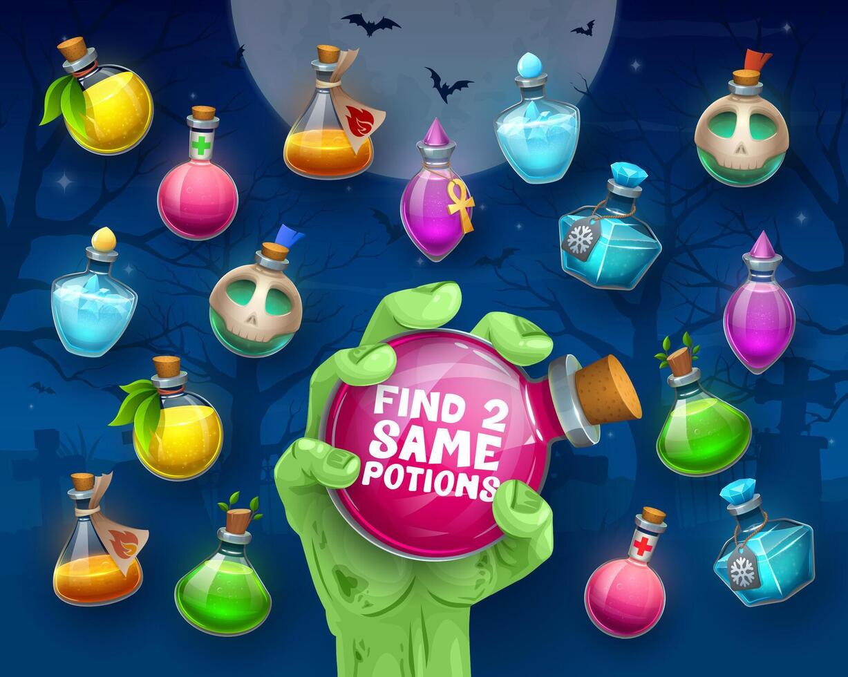 Find two same Halloween magic potion bottles 48218833 Vector Art at ...