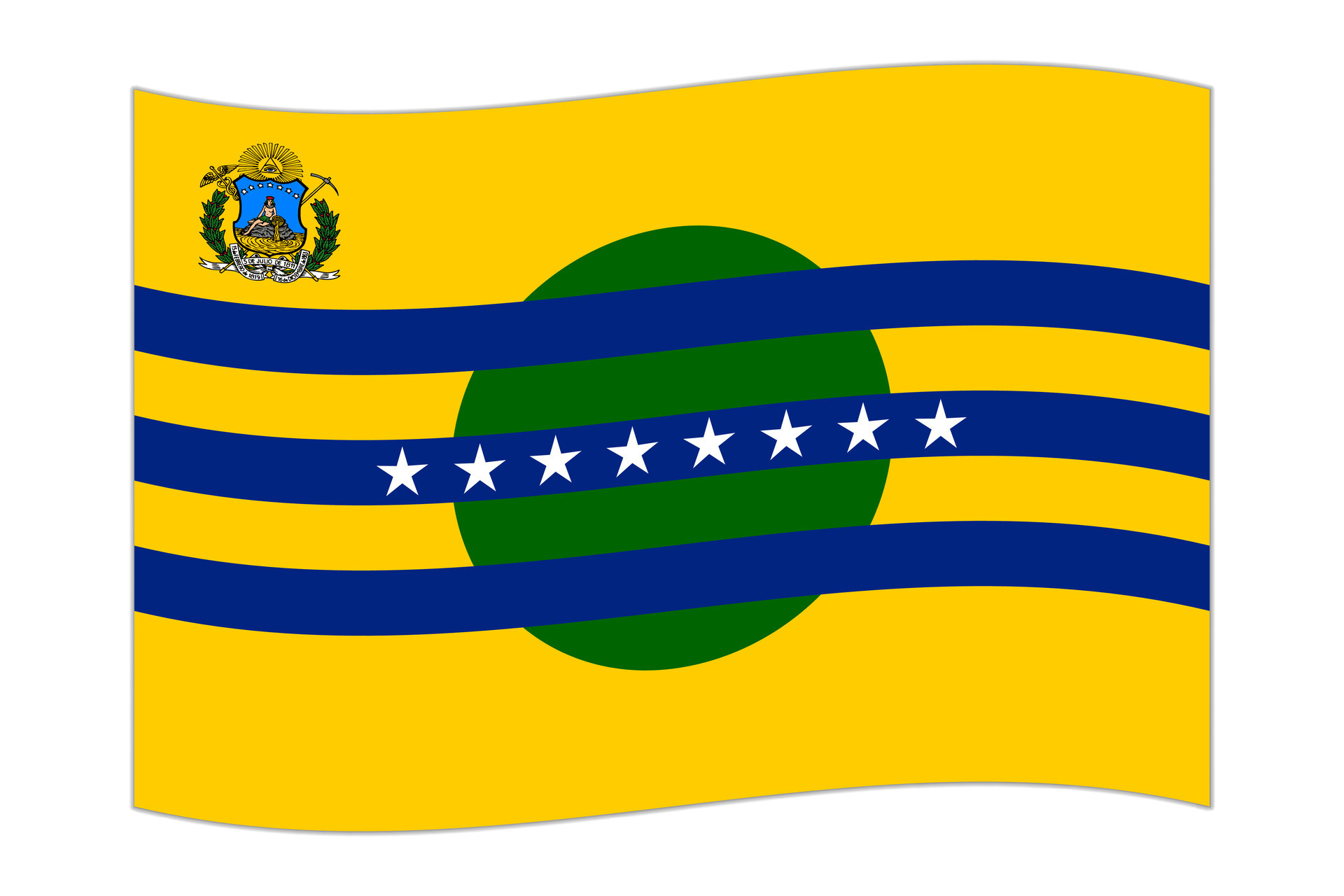Waving Flag Of Bolivar State Administrative Division Of Venezuela Illustration 48229567
