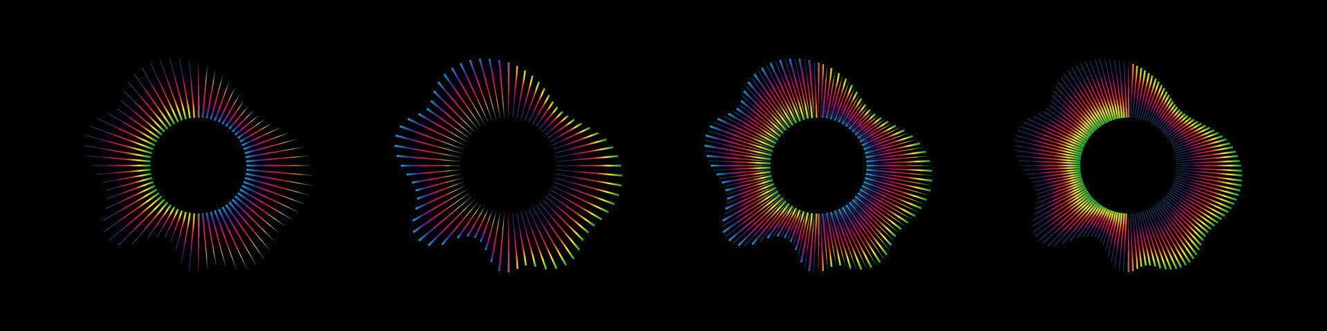 Sound waves equalizer spectrum set, Radio frequency Circle audio waves ...