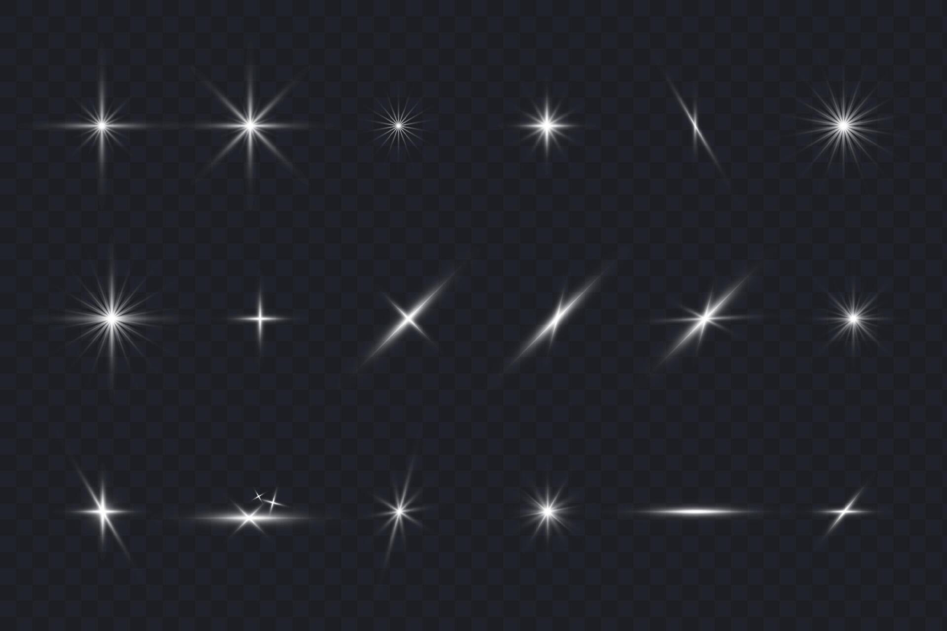 Glare stars set on black. Light flashes. transparent elements with glow effect 48230310 Vector ...