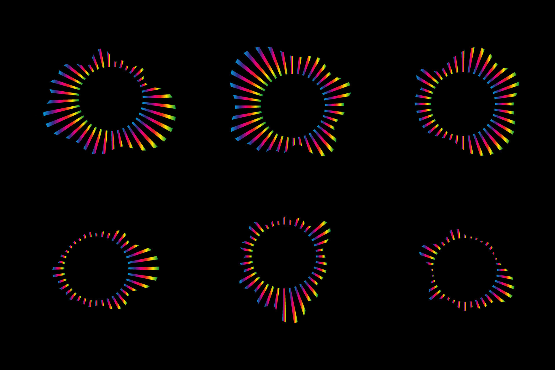 Sound waves equalizer spectrum set, Radio frequency Circle audio waves ...