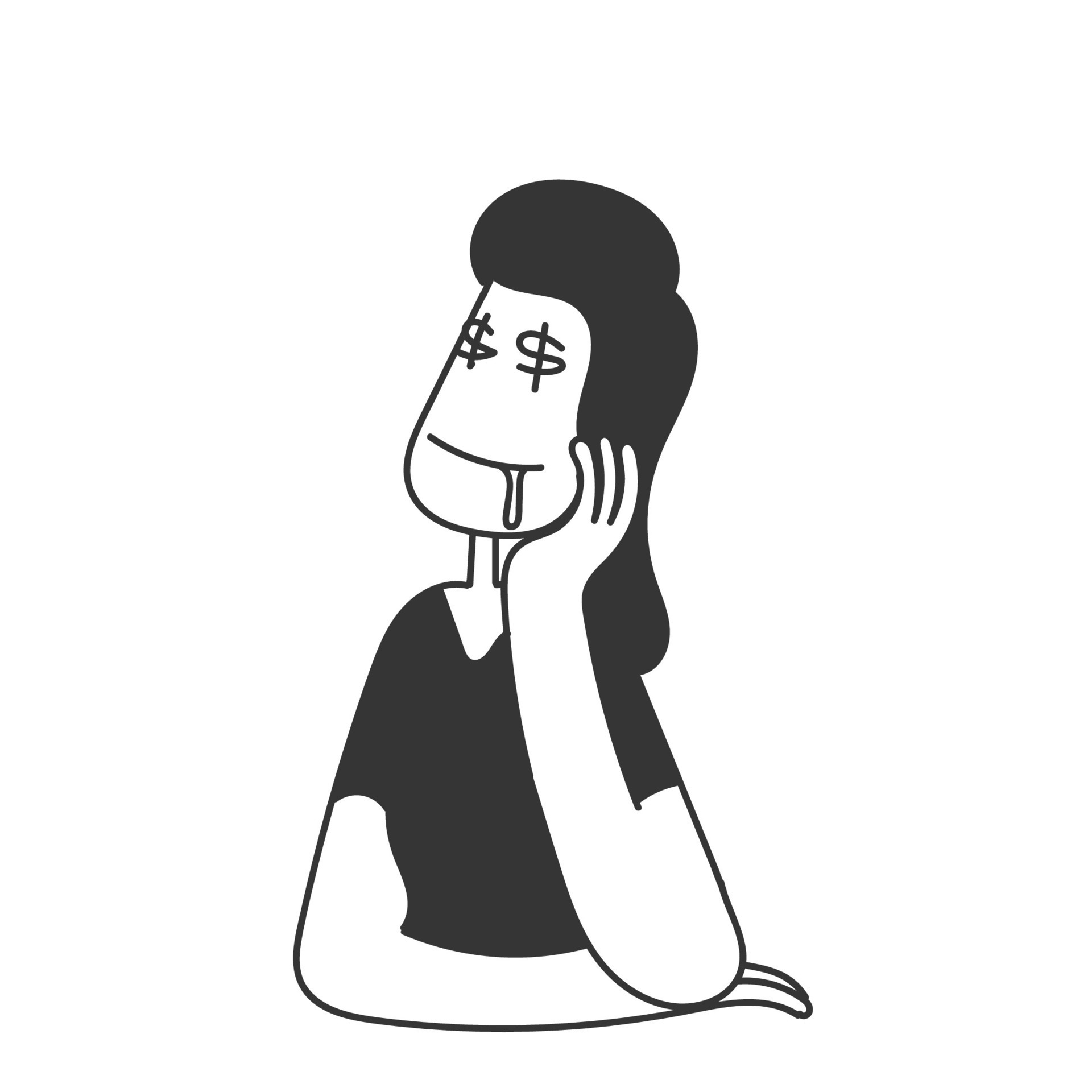 Hand Drawn Doodle Person Character With Dollar Eyes 48232461 Vector Art At Vecteezy