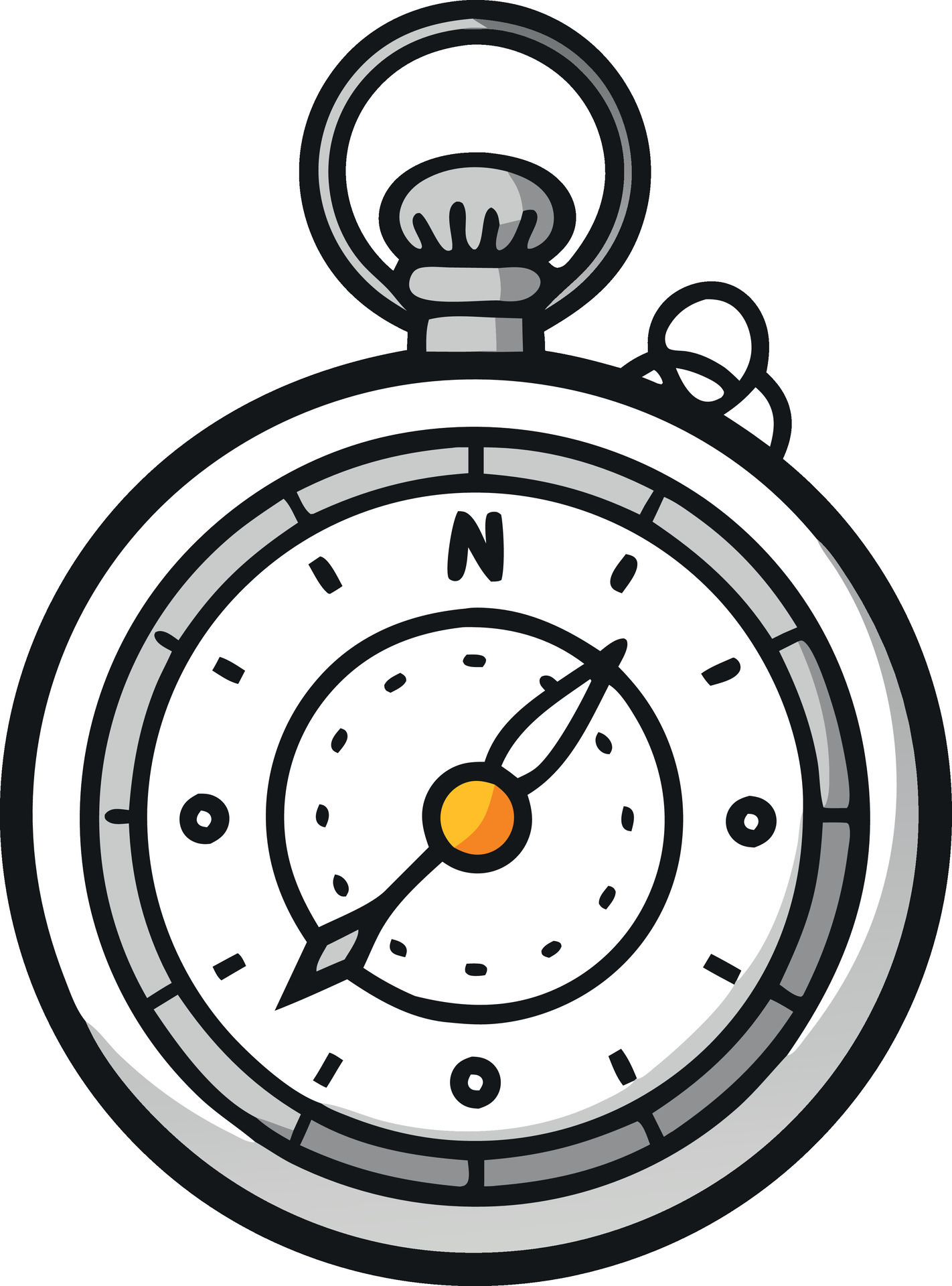 Illustration Of A Vintage Pocket Compass With A Yellow Center On A White Background 48233545