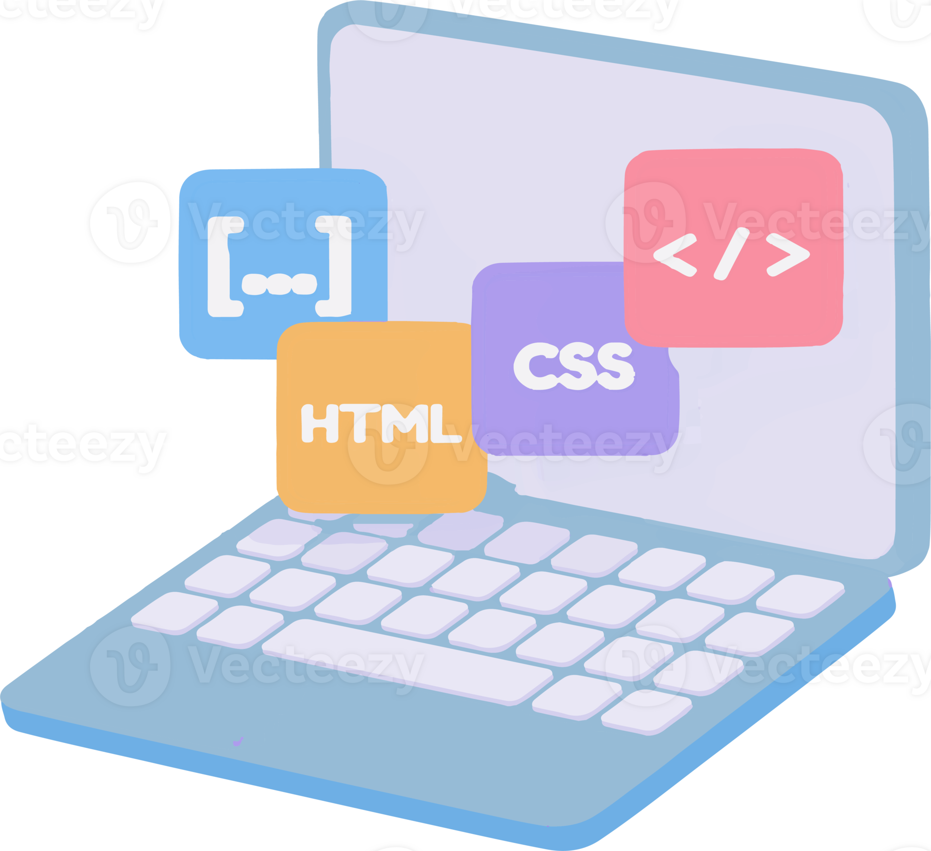 A laptop with a keyboard and a screen showing a variety of programming ...