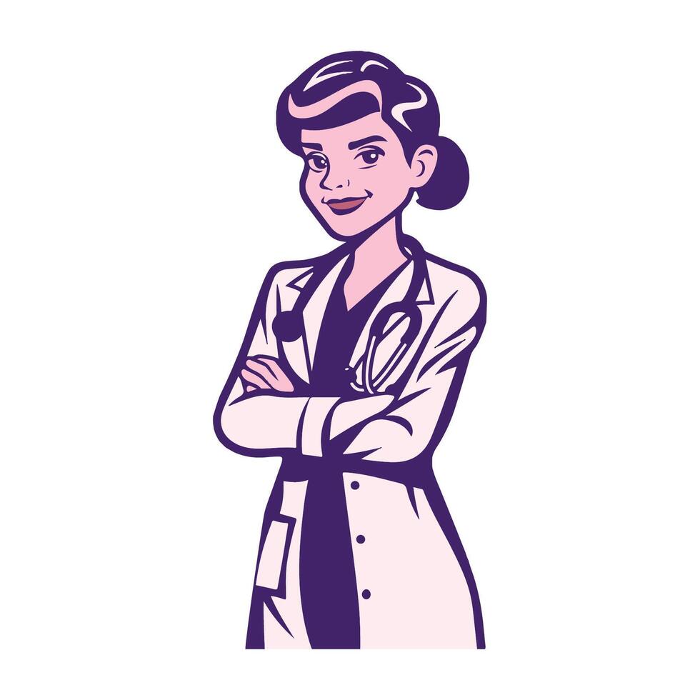 Female Doctor Character Crossing Hands with Smiling Expression ... Female Doctor Character Crossing Hands with Smiling Expression ...