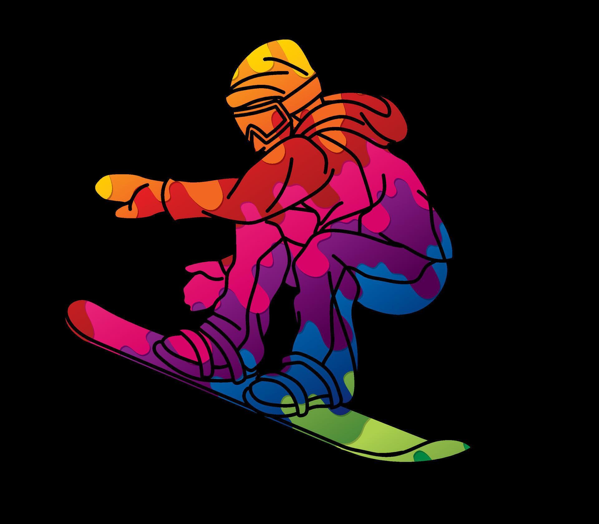 Colorful Graffiti Snowboard Player Action Cartoon Graphic 48235209 ...