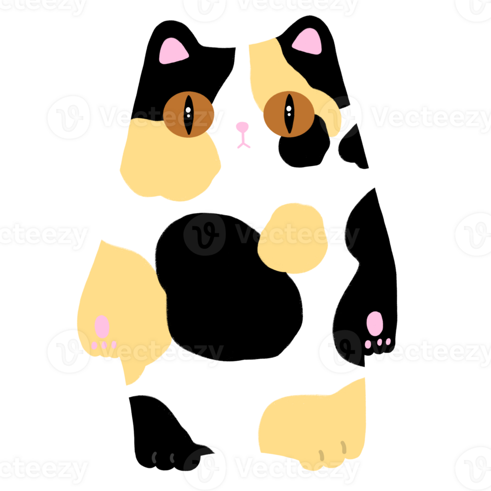 Cute Calico Cat Or Three Colored Cat Mascot Character Kawaii Cartoon ...