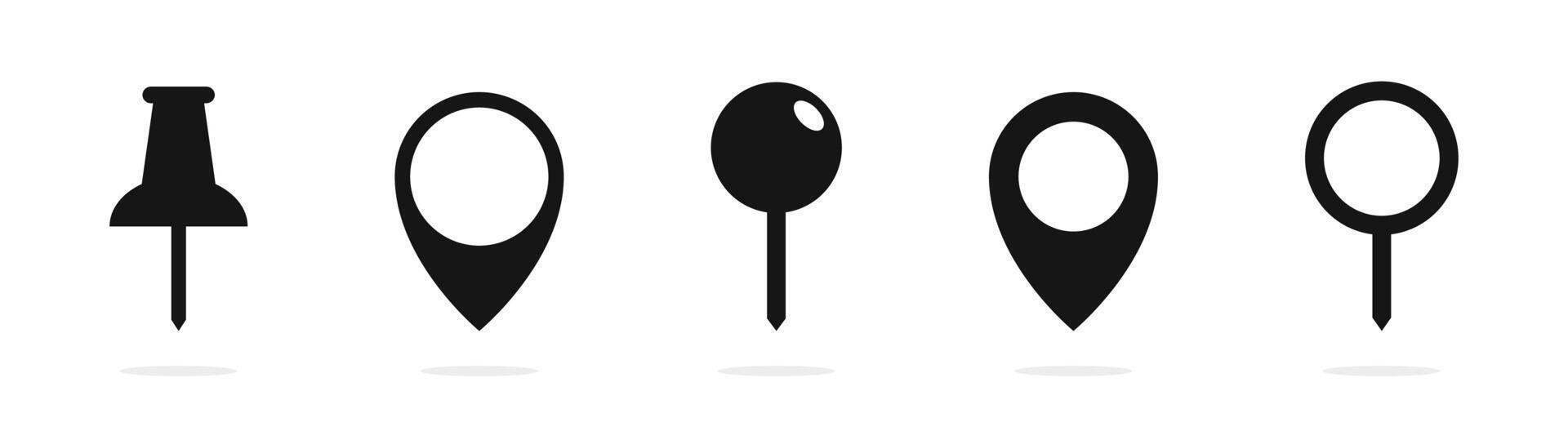 Location pin pointers. Map pin. location pointer icon set. Positioning marker collection ...