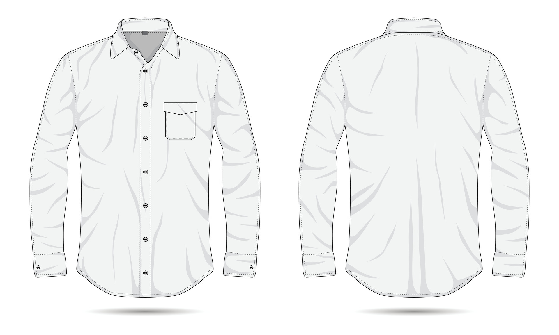 Mockup Of White Long Sleeve Button Up Shirt Front And Back View 48238560 Vector Art At Vecteezy