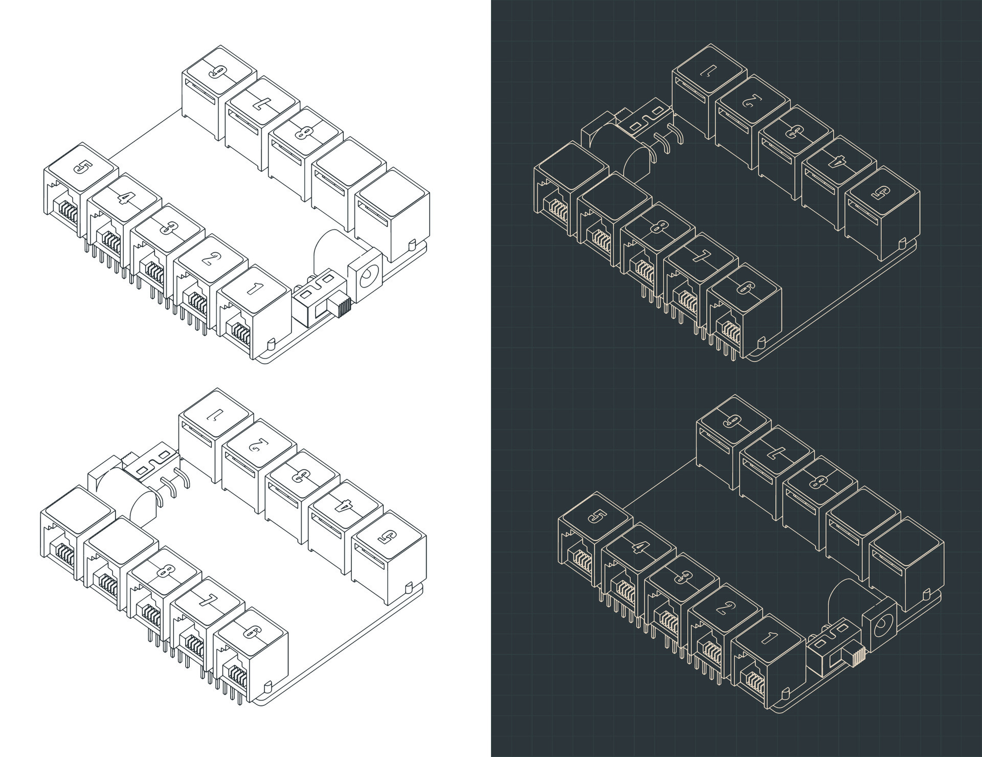 Arduino UNO shield isometric drawings 48238924 Vector Art at Vecteezy