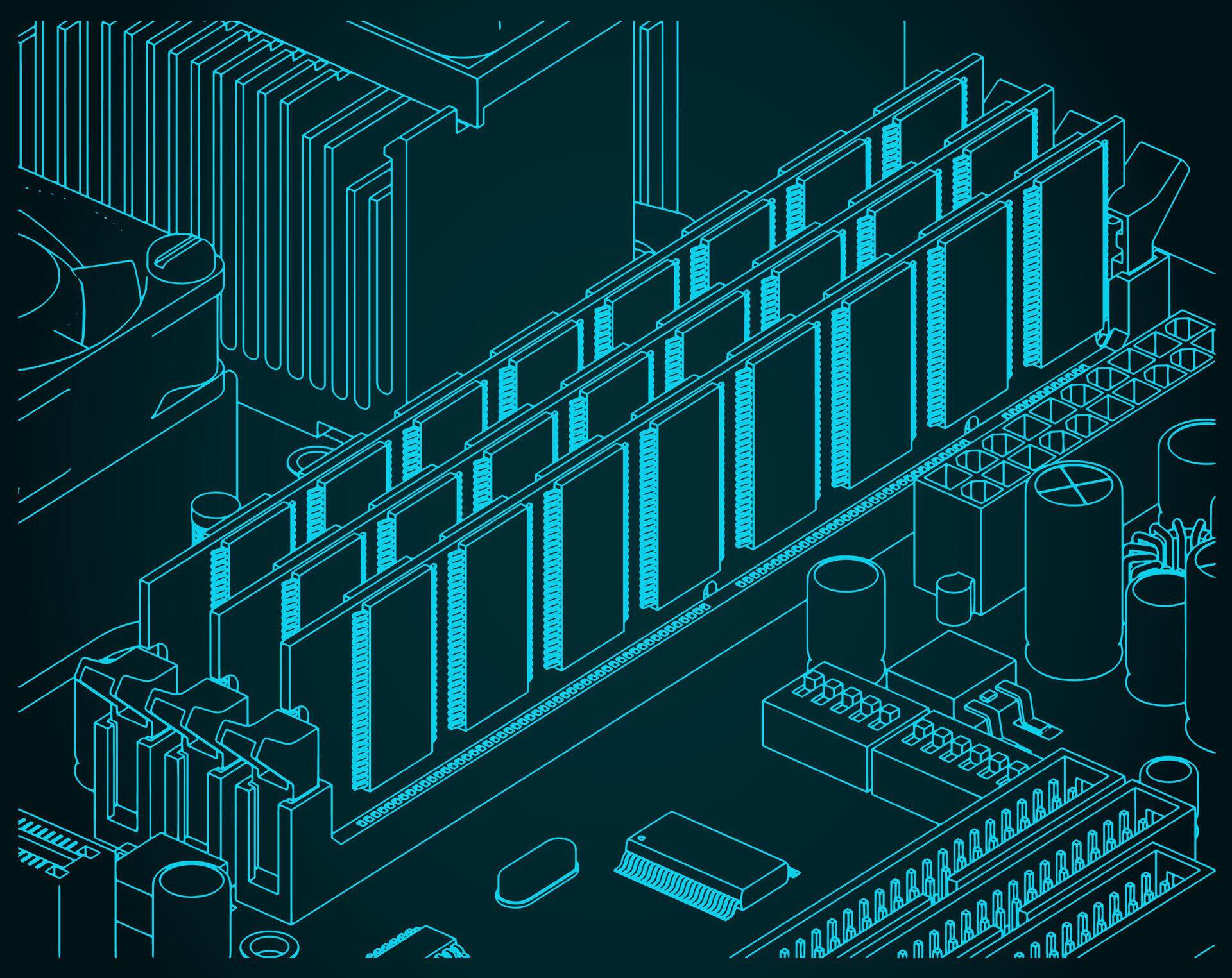 Memory modules close up 48238939 Vector Art at Vecteezy