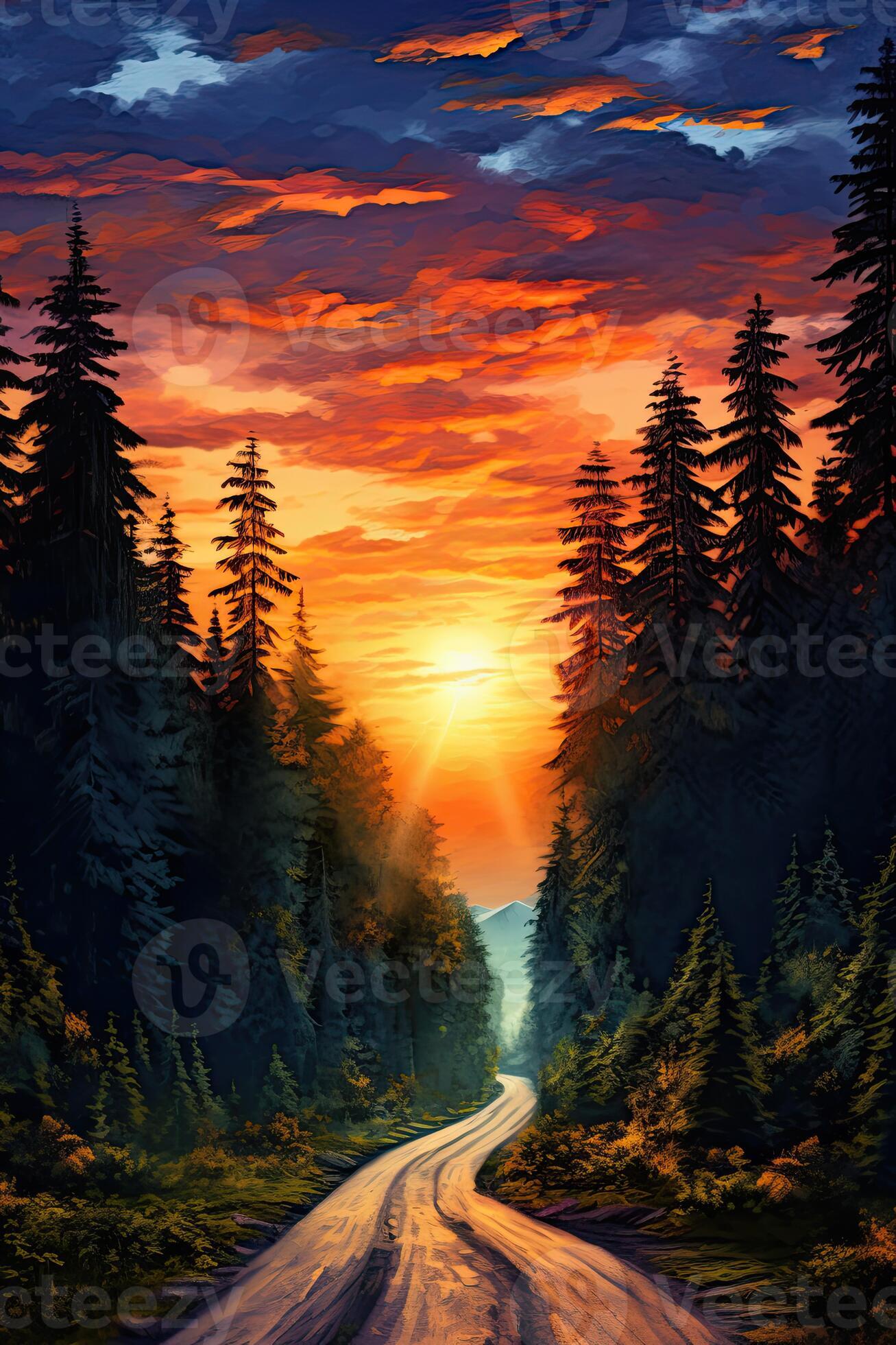 Sunset Over Dirt Road Painting 48247532 Stock Photo at Vecteezy Sunset Over Dirt Road Painting 48247532 Stock Photo at Vecteezy