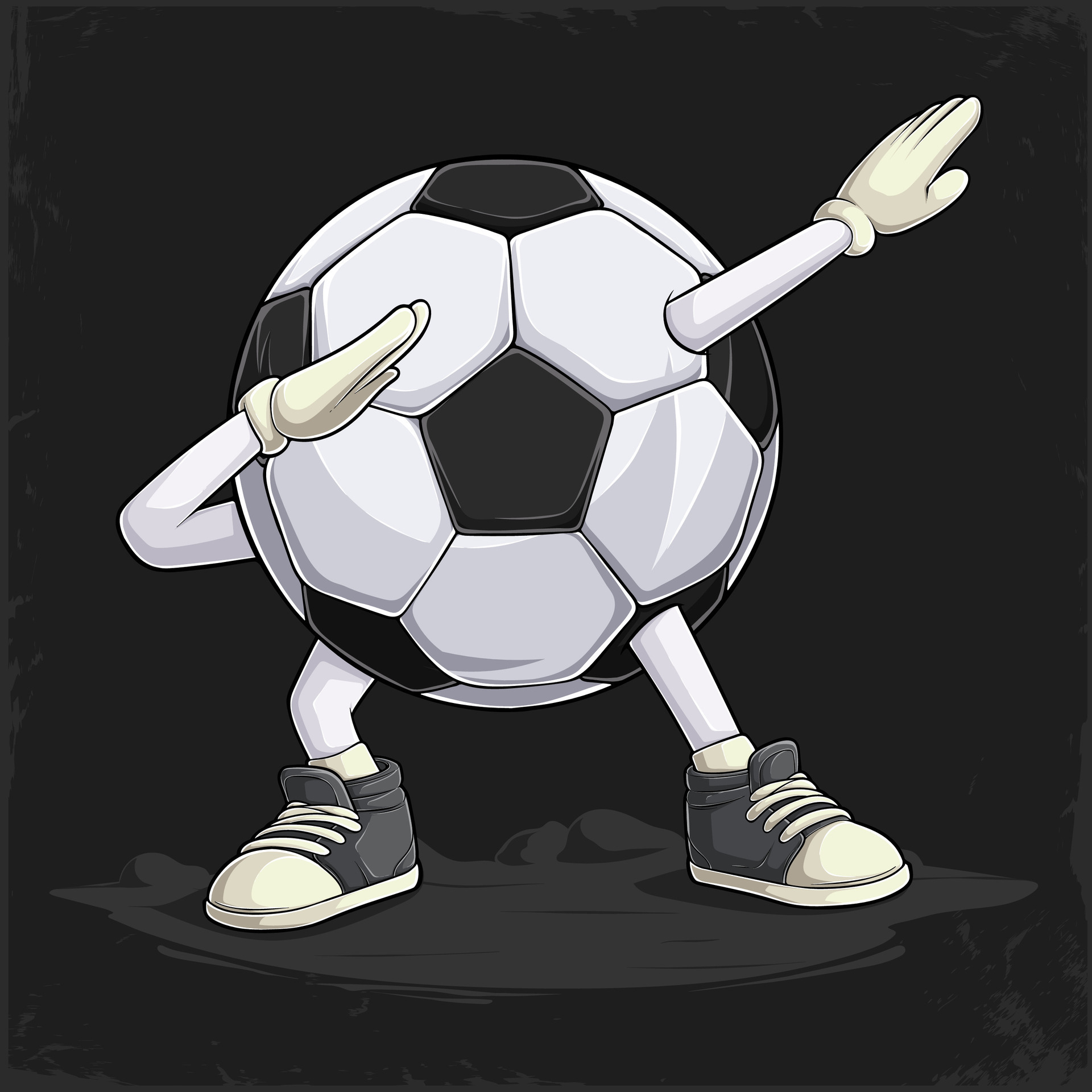 Hand Drawn Funny Dabbing Football Ball Soccer Ball With Hands And Legs