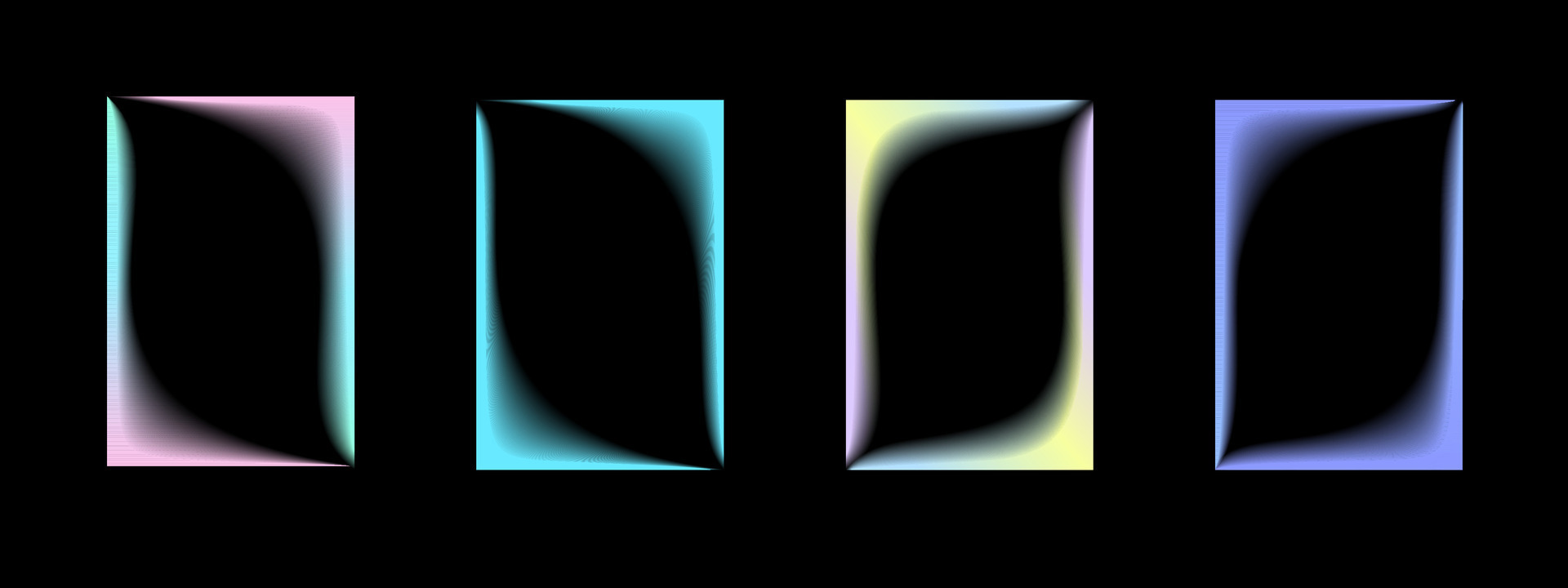 Collection of transparent rectangular gradient frames with wavy inner ...