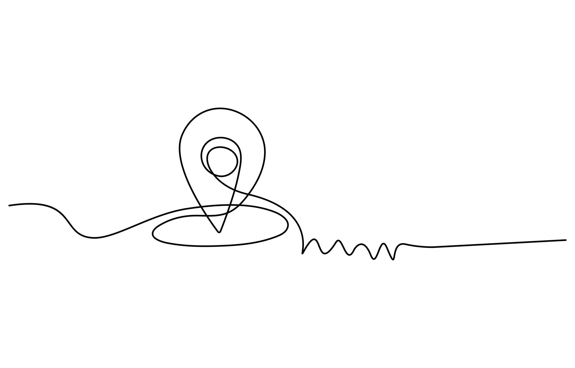 Continuous One Line Drawing Of Path And Location Pointers Simple Pins On Way Between Two Points