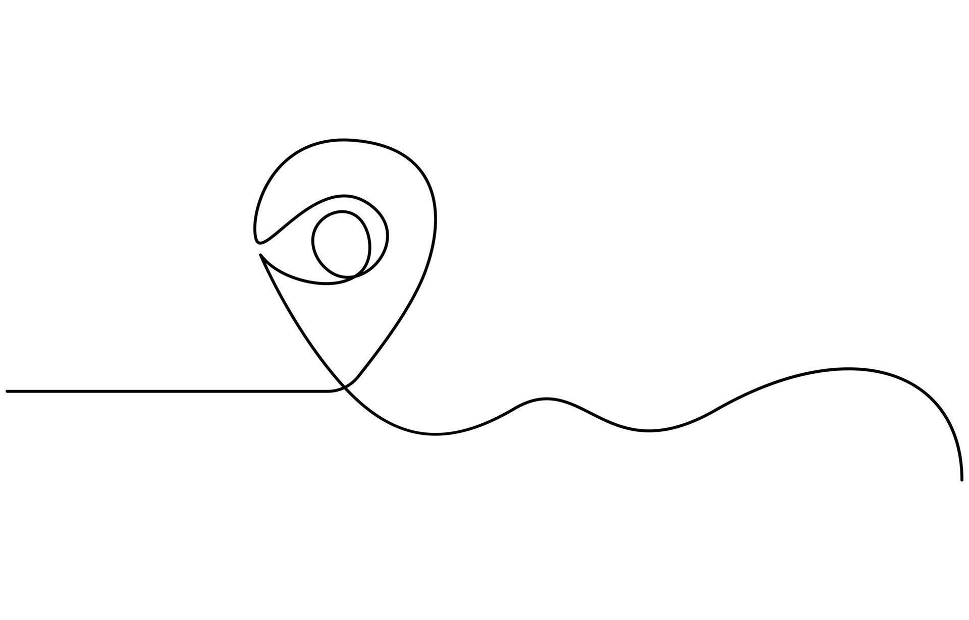 Continuous one line drawing of path and Location pointers. Simple pins on way between two points ...