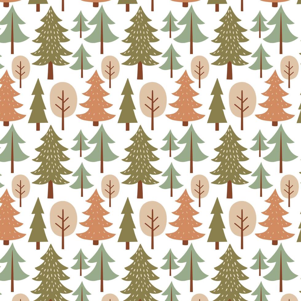 Autumn forest seamless pattern in Scandinavian style. Hand drawn design ...