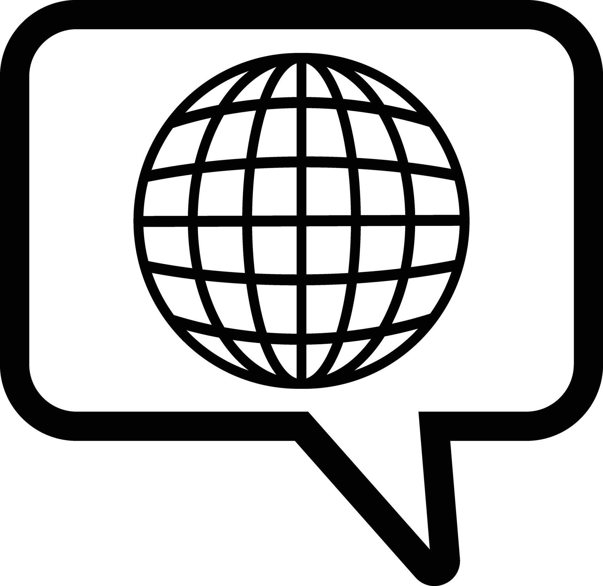 Language icon . Speech bubble with globe icon . Select language icon ...
