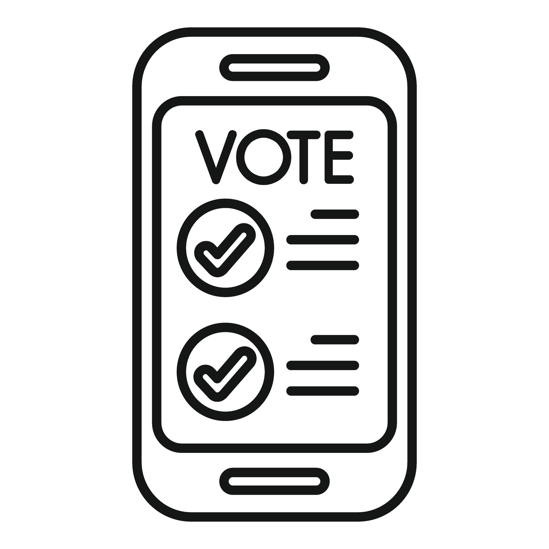 Smartphone showing online voting app with check mark buttons 48287607 ...