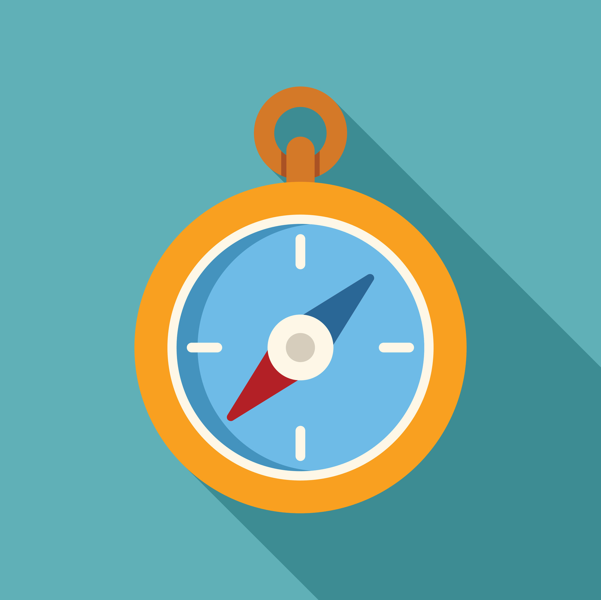 Golden Compass Pointing North With Long Shadow On Turquoise Background 48289870 Vector Art At