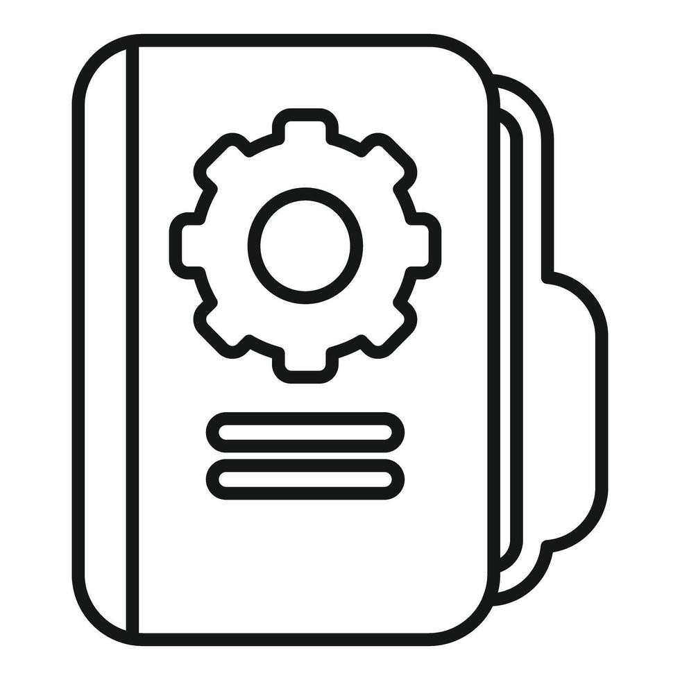 Technical documentation folder with cogwheel icon showing development process 48290946 Vector ...