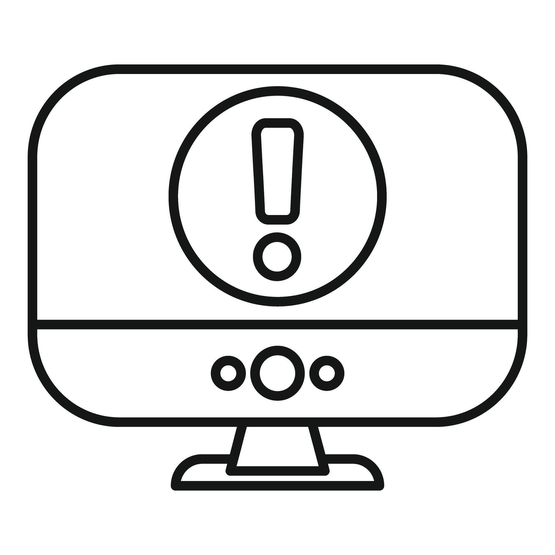 Computer Monitor Displaying Warning Message With Exclamation Mark Icon 48290962 Vector Art At