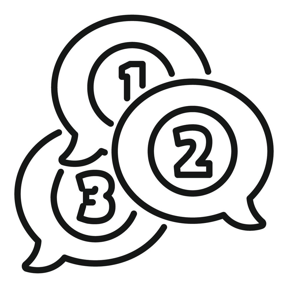 Three speech bubbles showing numbers one two three representing ... Three speech bubbles showing numbers one two three representing ...
