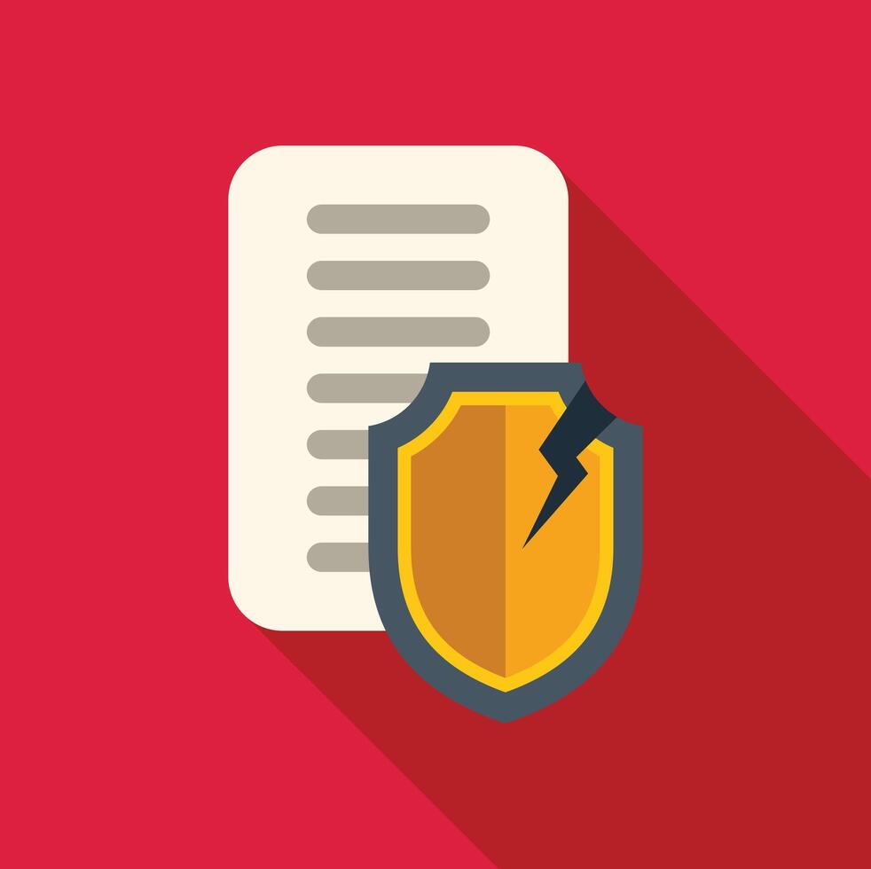 Broken shield protecting important document representing data security breach 48293288 Vector ...