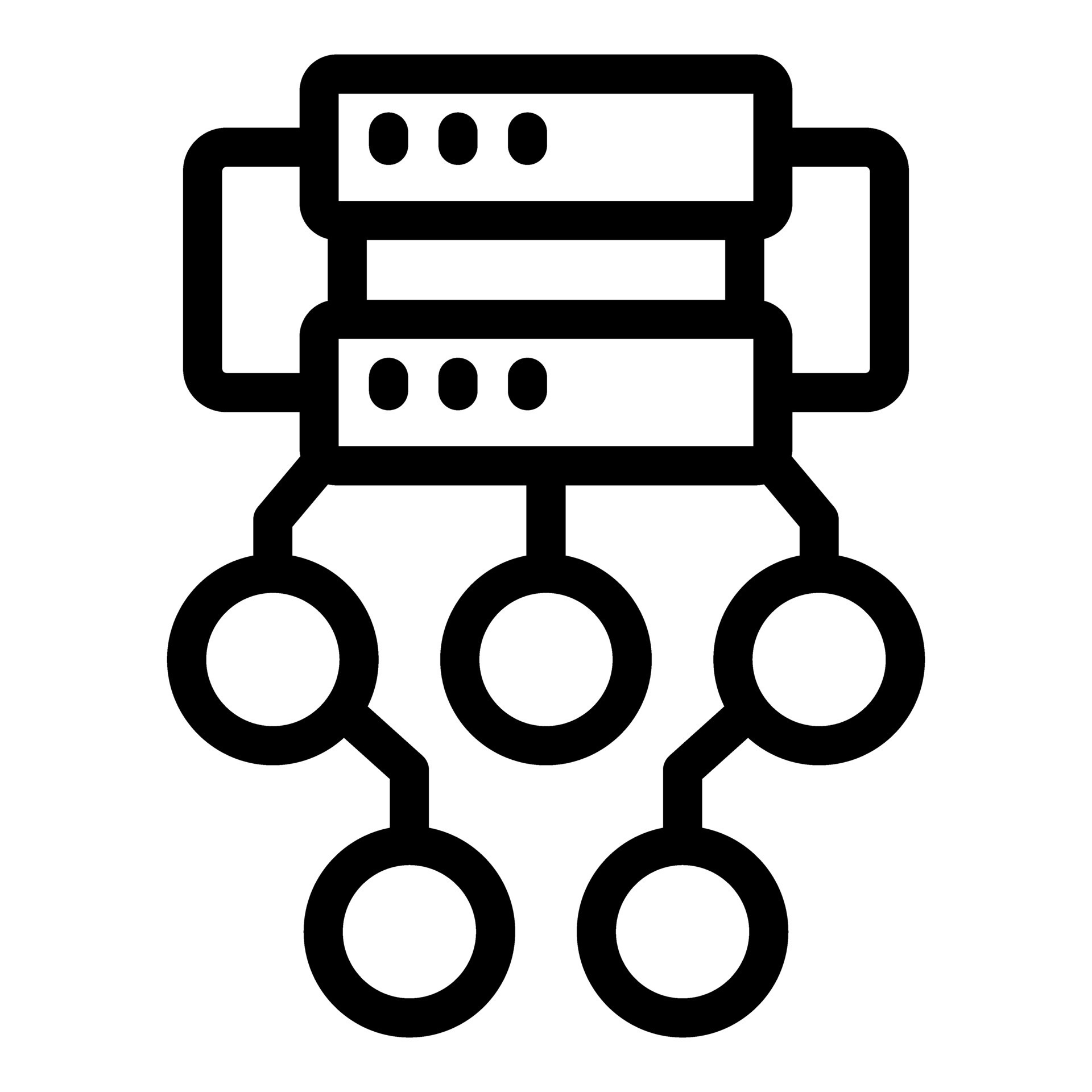 Server connecting to network devices icon showing data transfer ...
