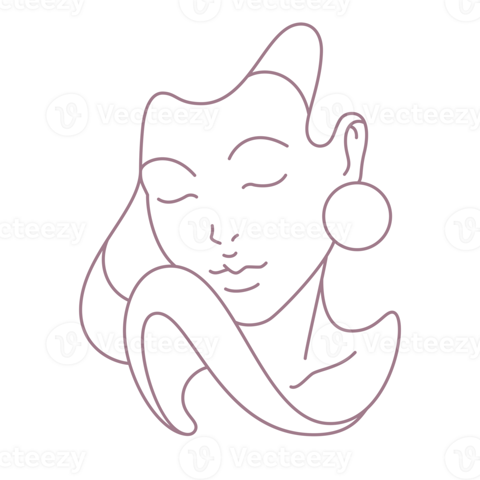 Woman Face Minimalist Line Art 48303683 Png