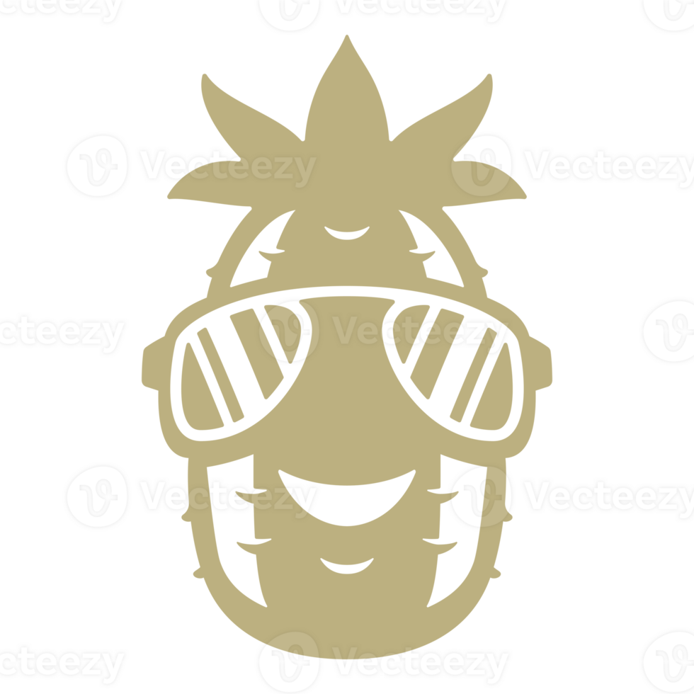Pineapple In Sunglasses Hand Drawn Silhouette Retro Illustration 48303929 Png