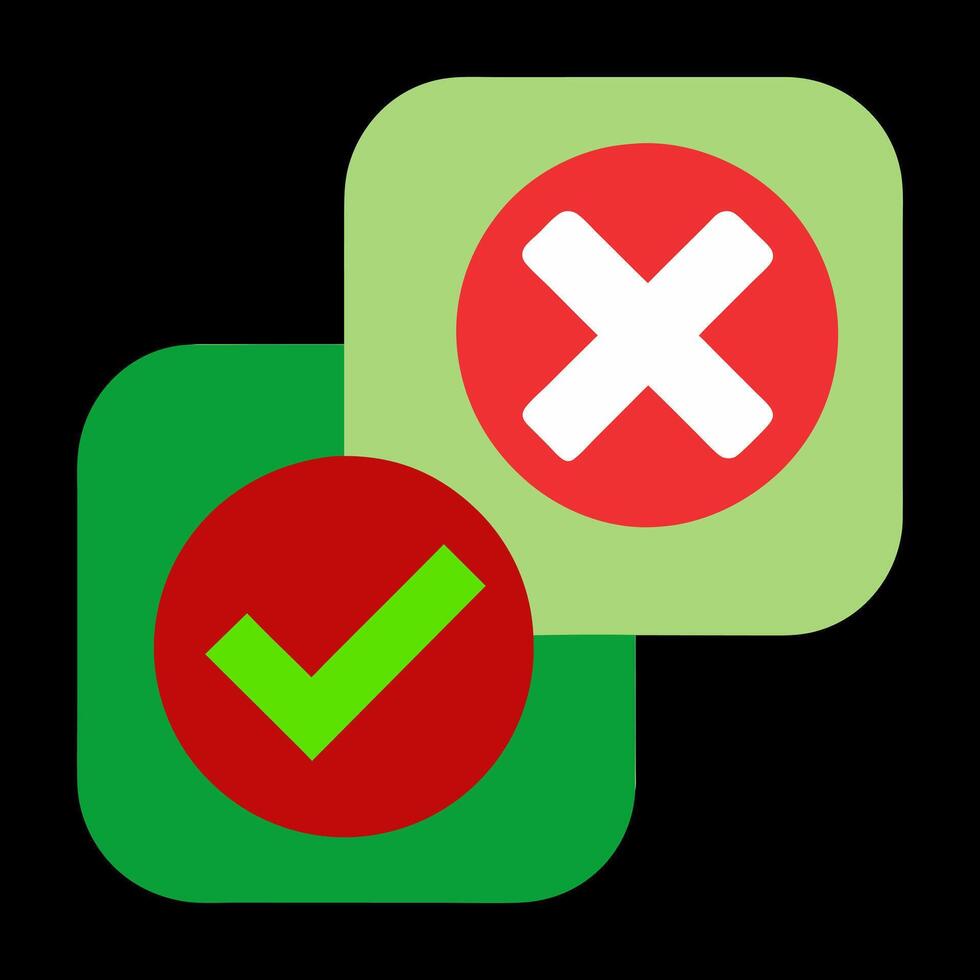Green check mark and red cross icon set. Circle and square. Tick symbol in green color, 48304869 ...