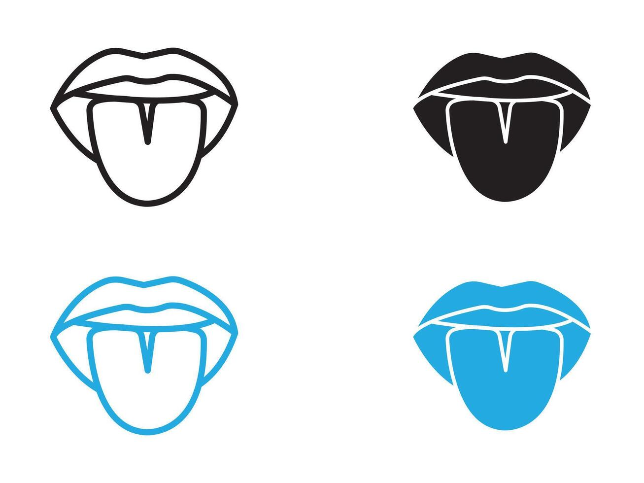 Mouth sticking tongue out icon black and white outline sign 48315086 Vector Art at Vecteezy