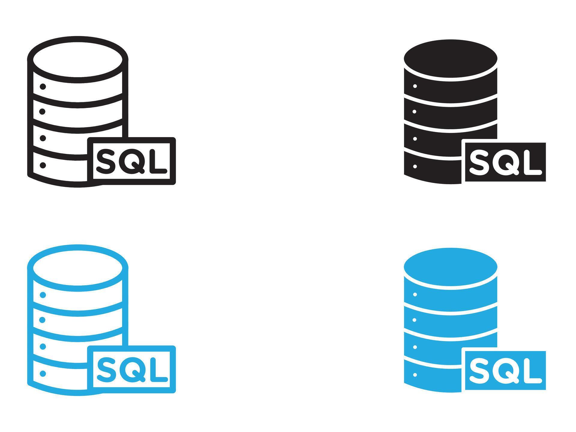 SQL server icon black and white outline sign 48315191 Vector Art at ...