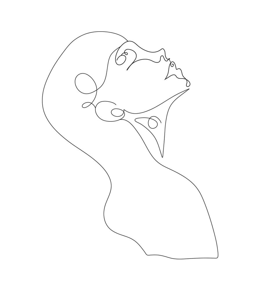 uno línea retrato de mujer, lado pose, ilustración diseño. continuo ... uno línea retrato de mujer, lado pose, ilustración diseño. continuo ...