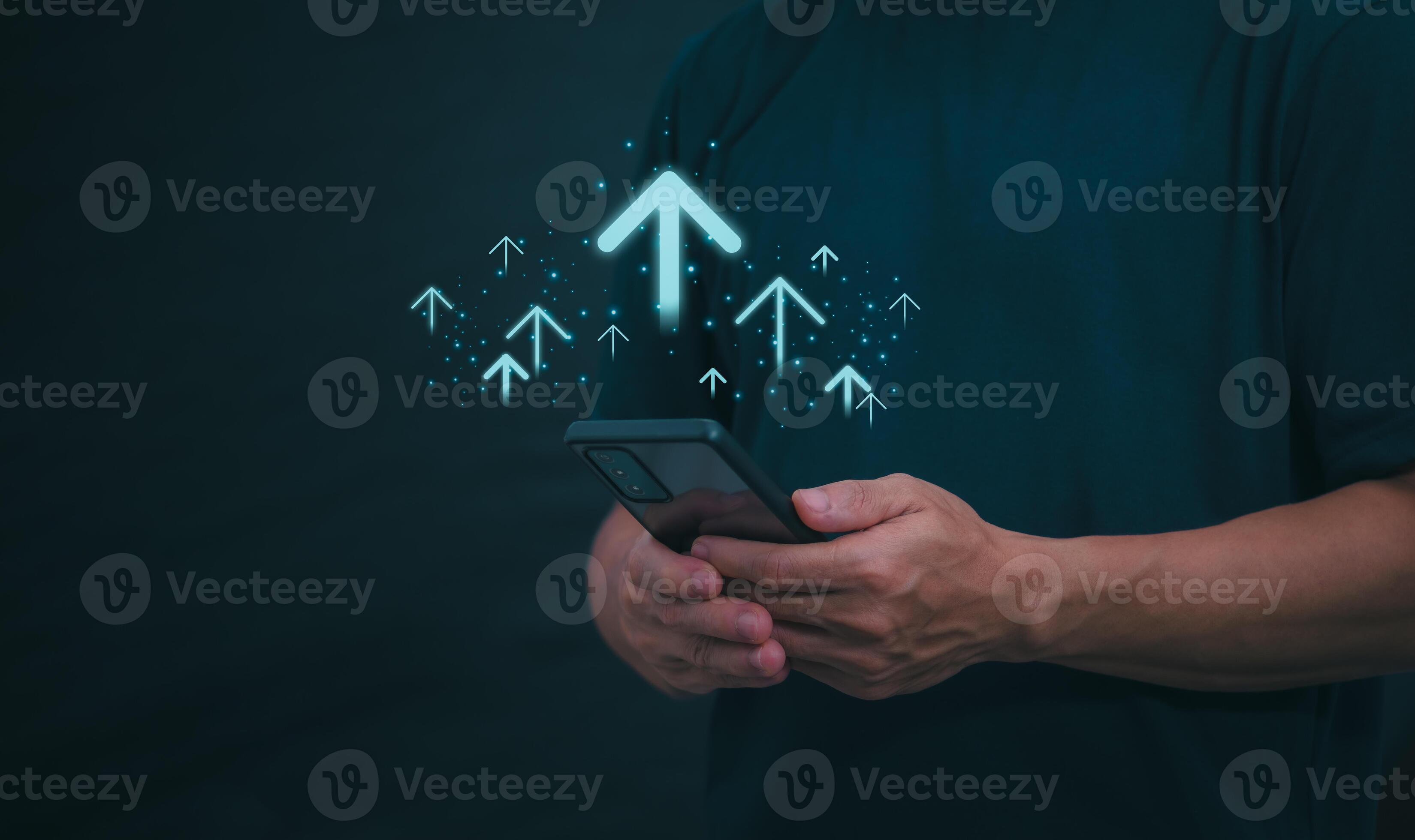 Planning and strategy, stock market, business growth, progress or ...