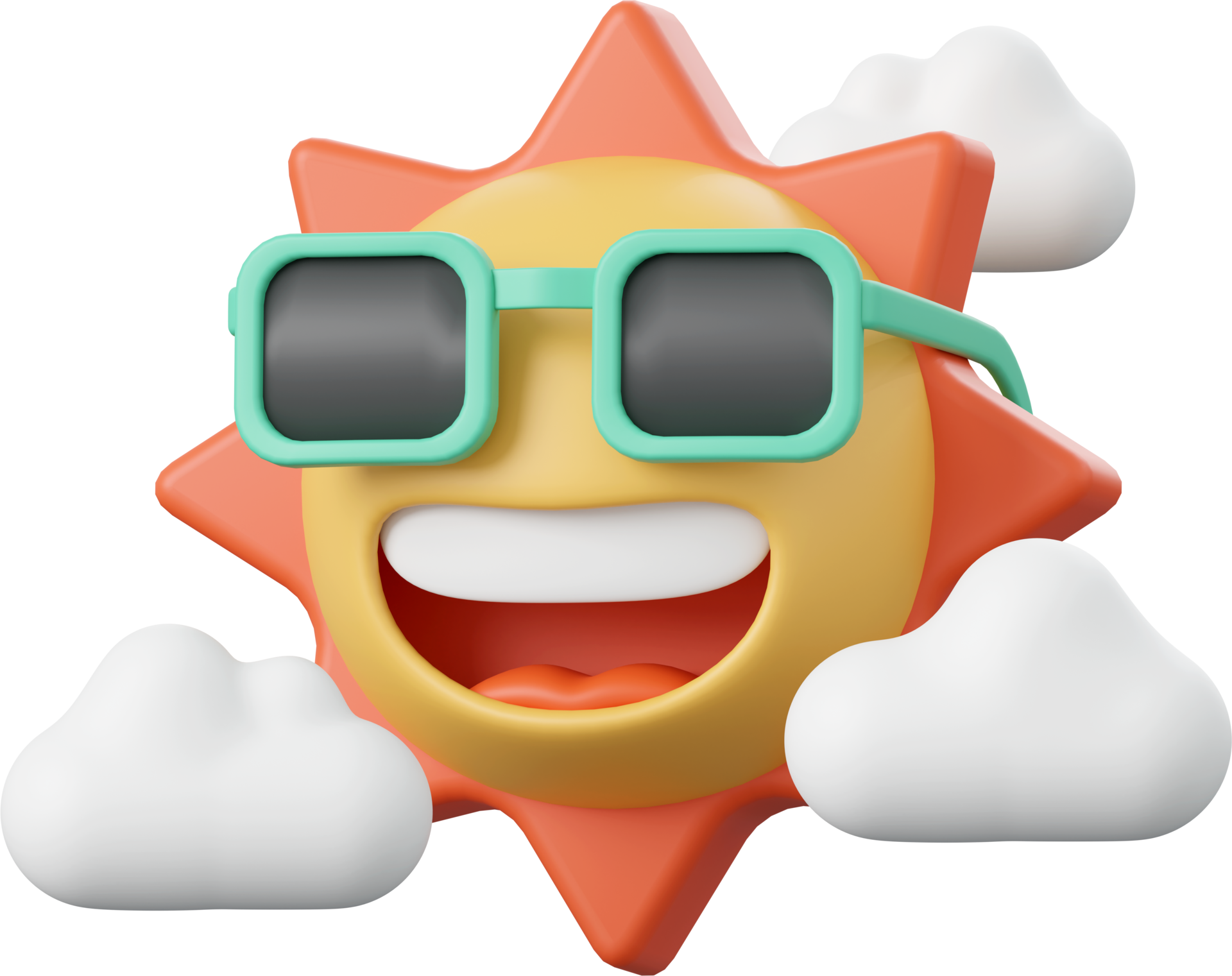 3d Illustration Of Summer Concept Smiling Sun Wearing Sunglasses 48334952 Png