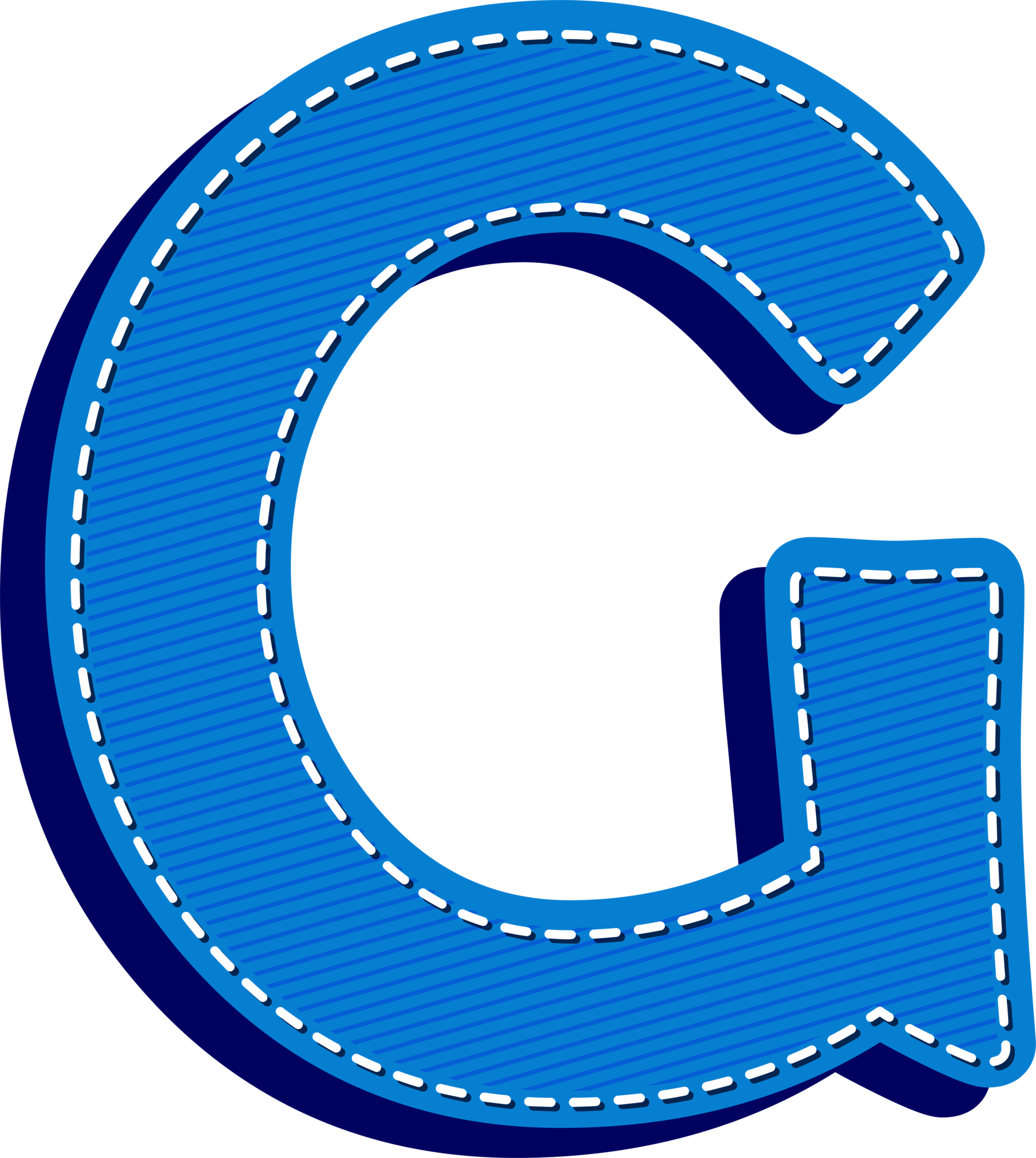 Letter G, Blue Jean Alphabet Dash Effect 48340450 PNG