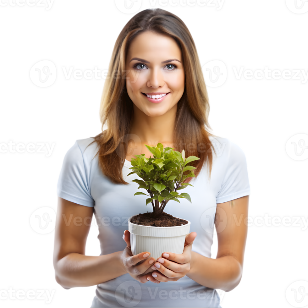 Woman Holding A Plant 48341909 Png