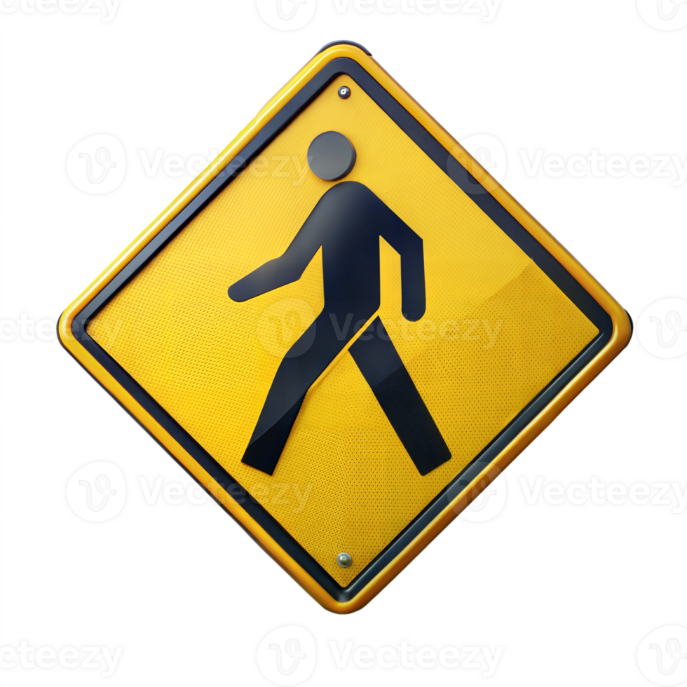 Pedestrian Crossing Sign Symbolizing Caution And Safety 48346315 Png