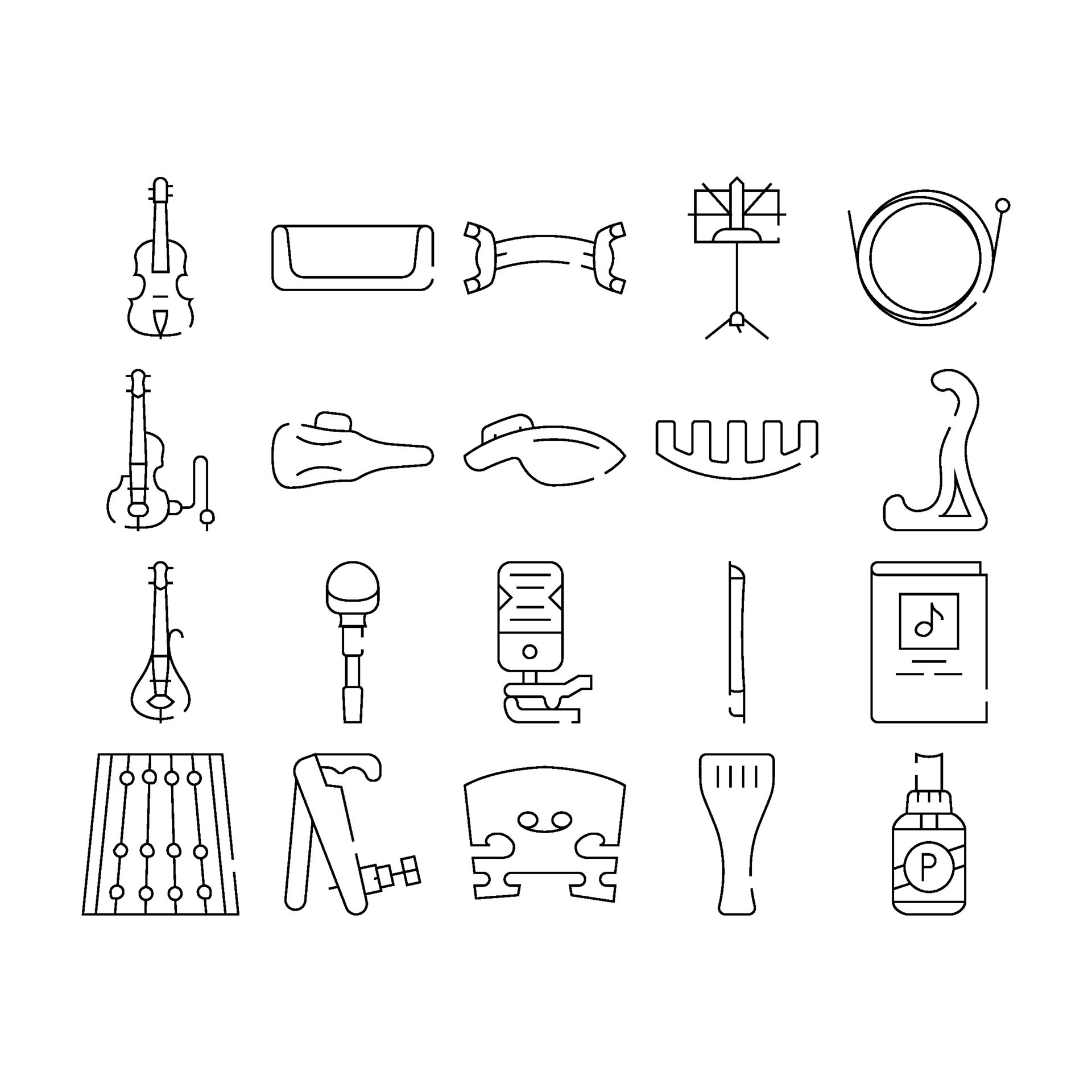 Violin String Musical Instrument Icons Set 48346940 Vector Art At Vecteezy
