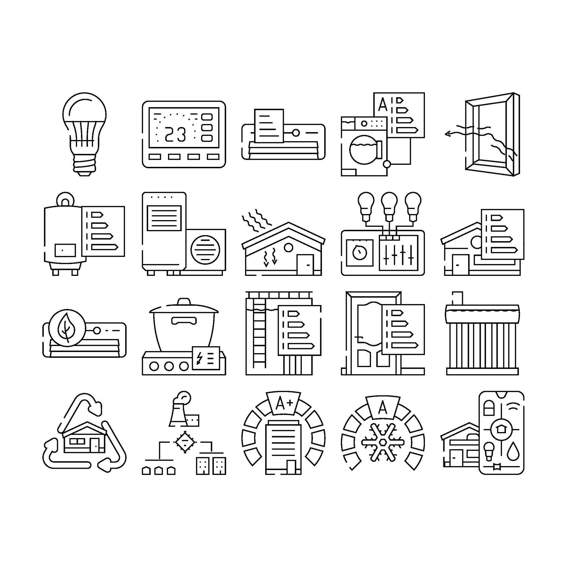 energy efficient technology home icons set 48357943 Vector Art at Vecteezy energy efficient technology home icons set 48357943 Vector Art at Vecteezy
