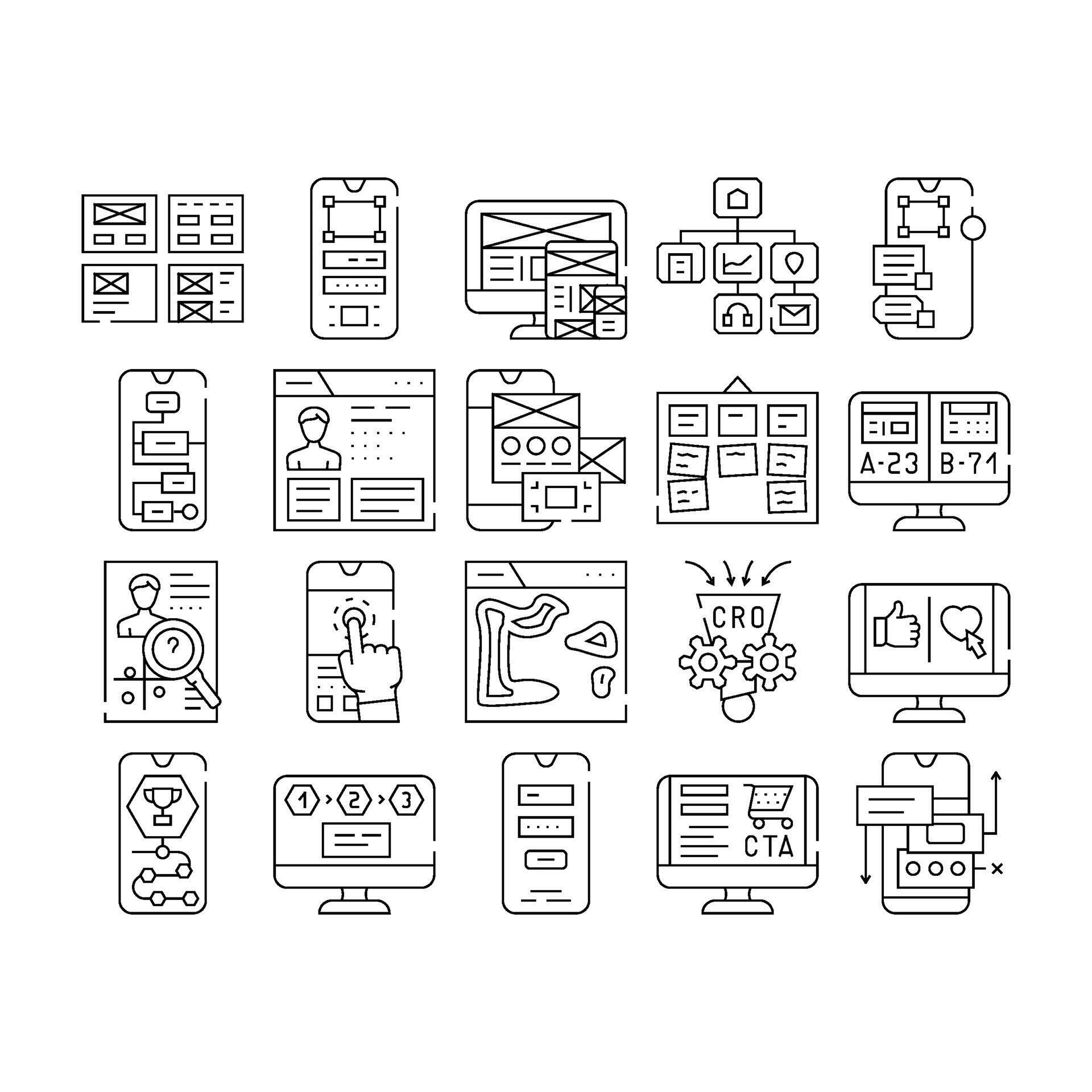 ui ux web interface app icons set 48358402 Vector Art at Vecteezy